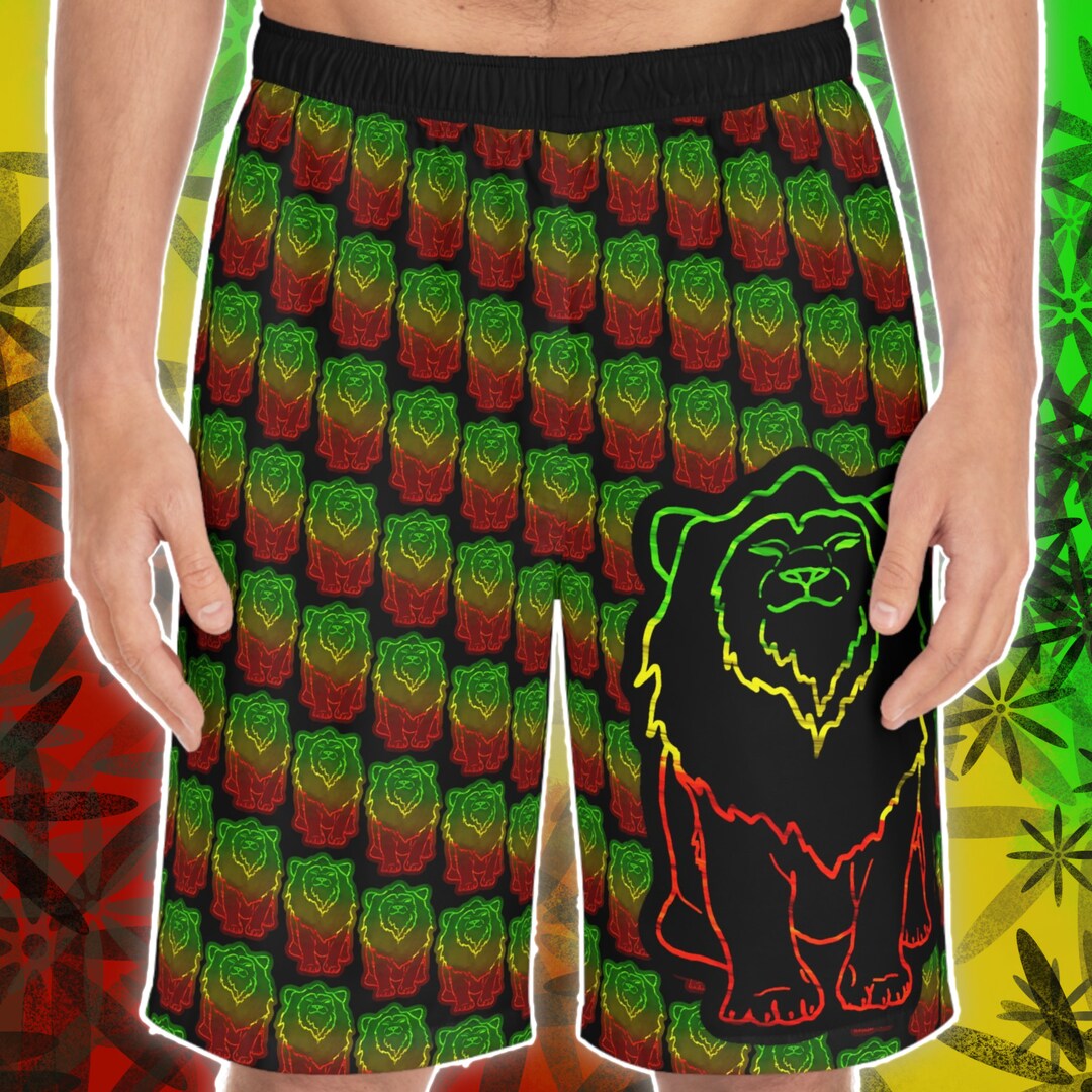 Rasta Lion Board Shorts Lion Swim Trunks Men's Board Shorts Lion ...