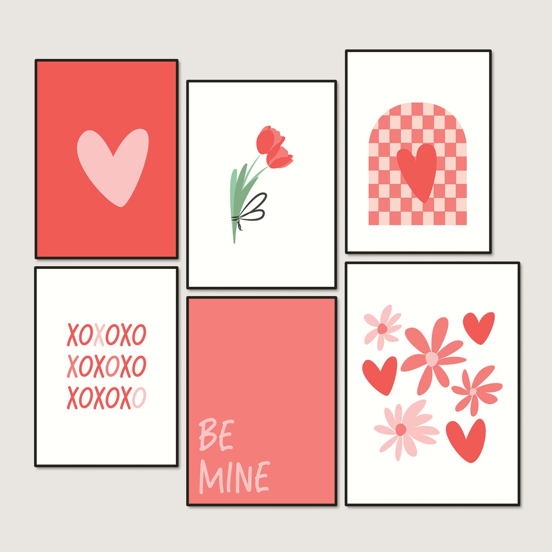 Printabl Valentine's Day Gallery Wall Set, Set of 6 Valentine's Day ...
