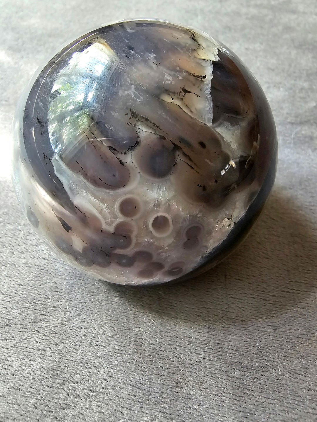 Green UV Reactive Volcano Agate Sphere: Druzy Crystal Decor - Etsy