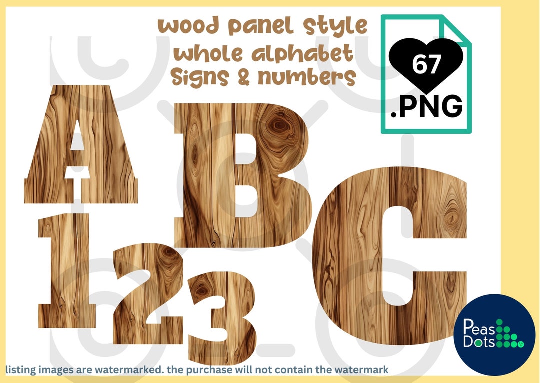 Clipart ABC Letters, Wood Clipart, Wood Alphabet Small Stickers, Wood ...