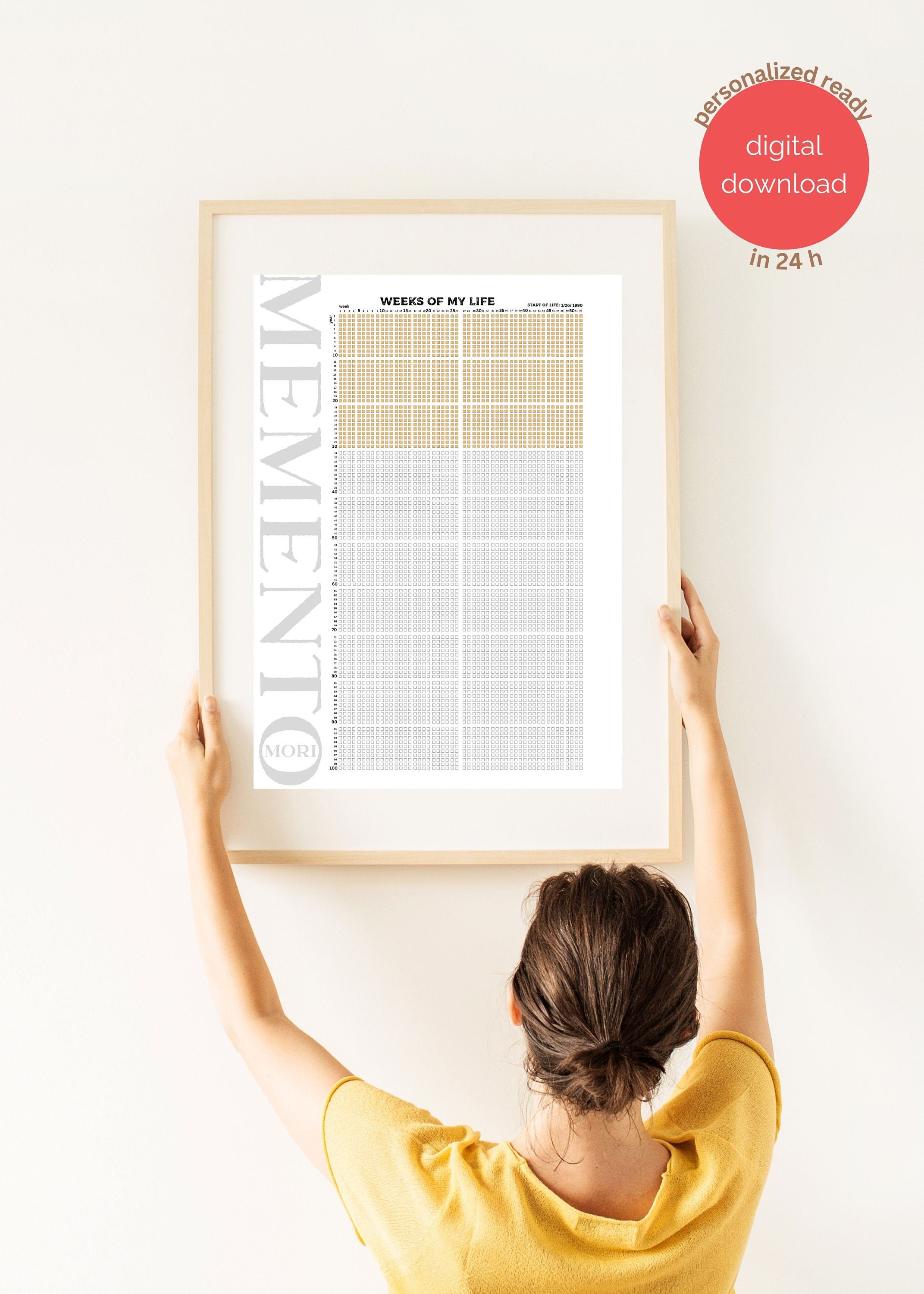 Personalizable Lifetime Calendar With Boxes, With Name or Saying, Life ...