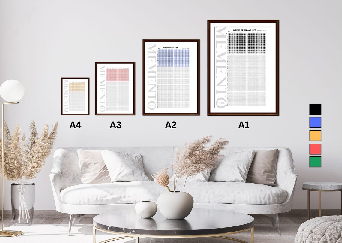 Personalizable Lifetime Calendar With Boxes, With Name or Saying, Life ...