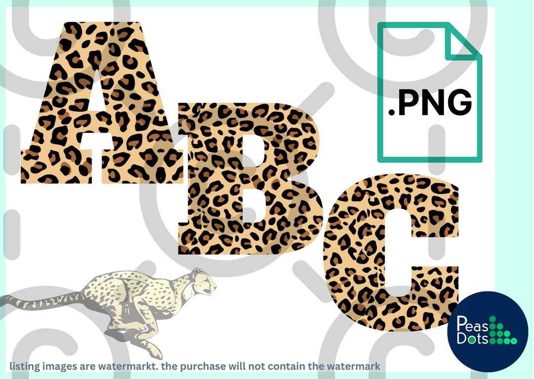 Clipart ABC Letters, Cheetah, Leopard Alphabet Small Stickers, Fur Look ...