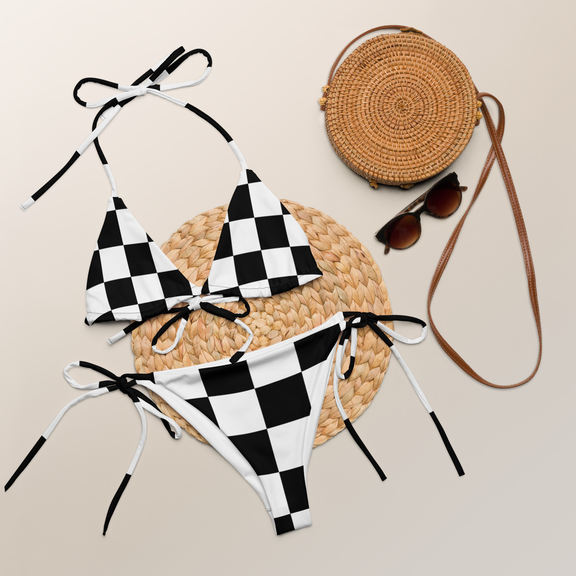 Checkered Bikini Racing Bikini Race Car Swimsuit Cute - Etsy