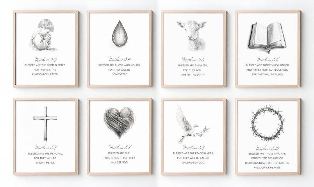 Beatitudes Wall Art Scripture Wall Art Christian Wall Art Digital ...