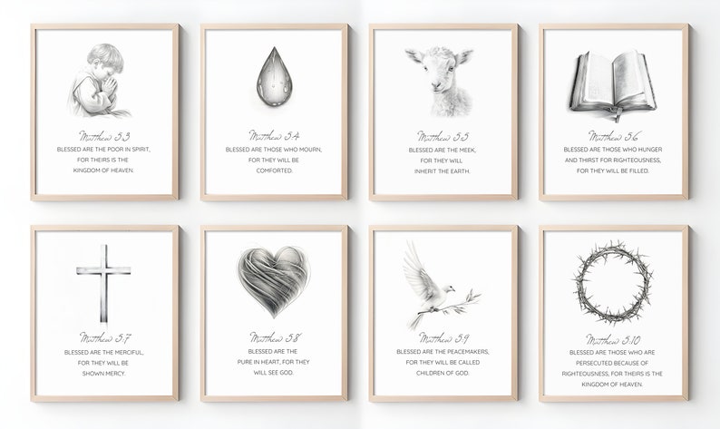 Beatitudes Wall Art Scripture Wall Art Christian Wall Art Digital ...