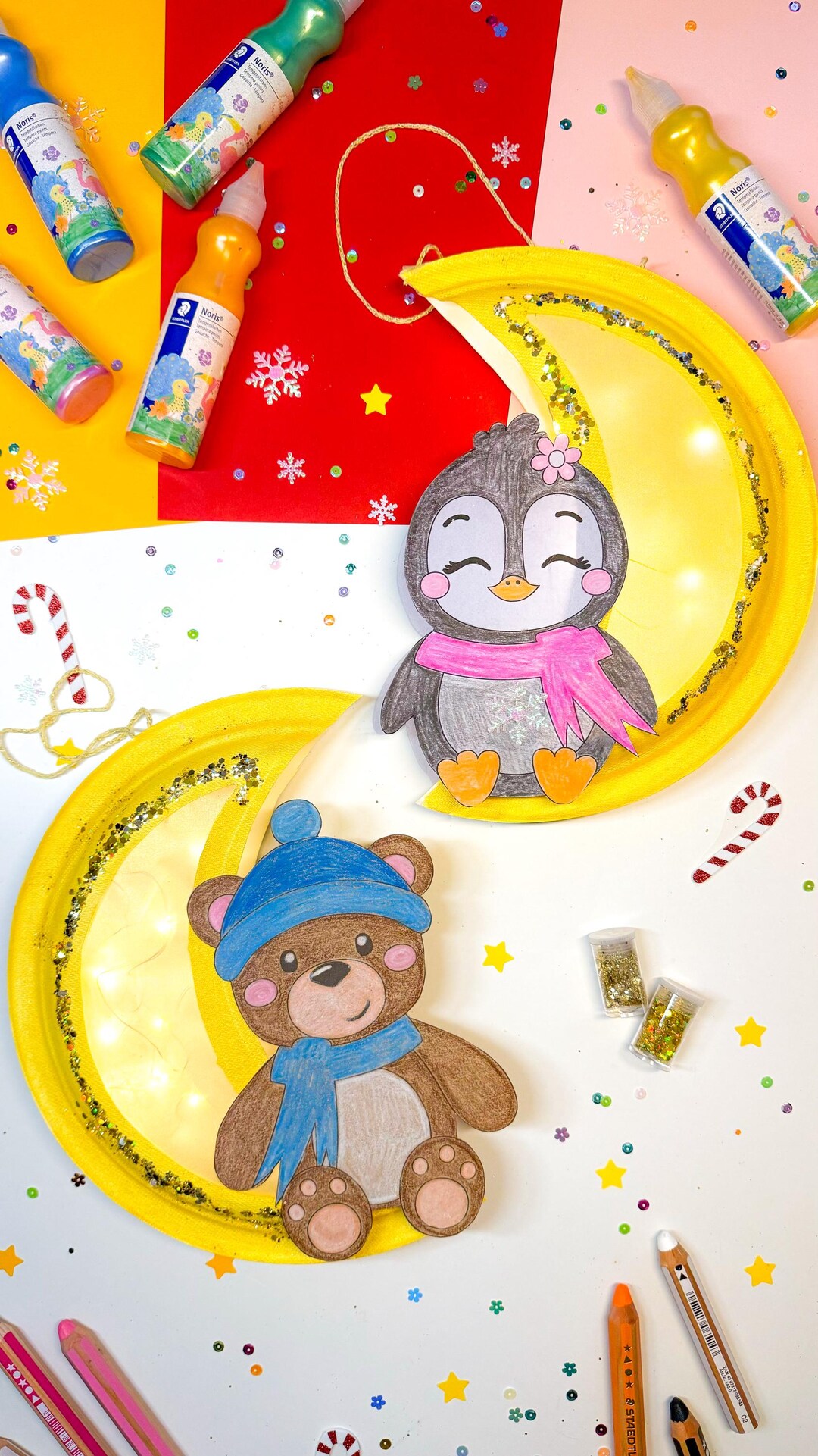 Penguin and Teddy Bear Window Cling Craft Template_4 Designs_printable ...