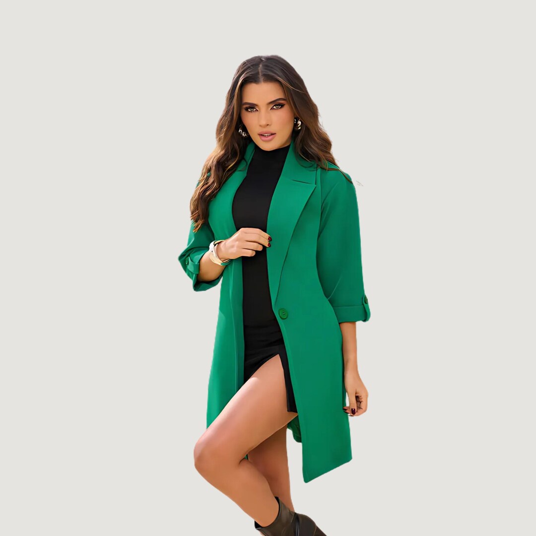 Chic Green Coat, One-button Style - Etsy