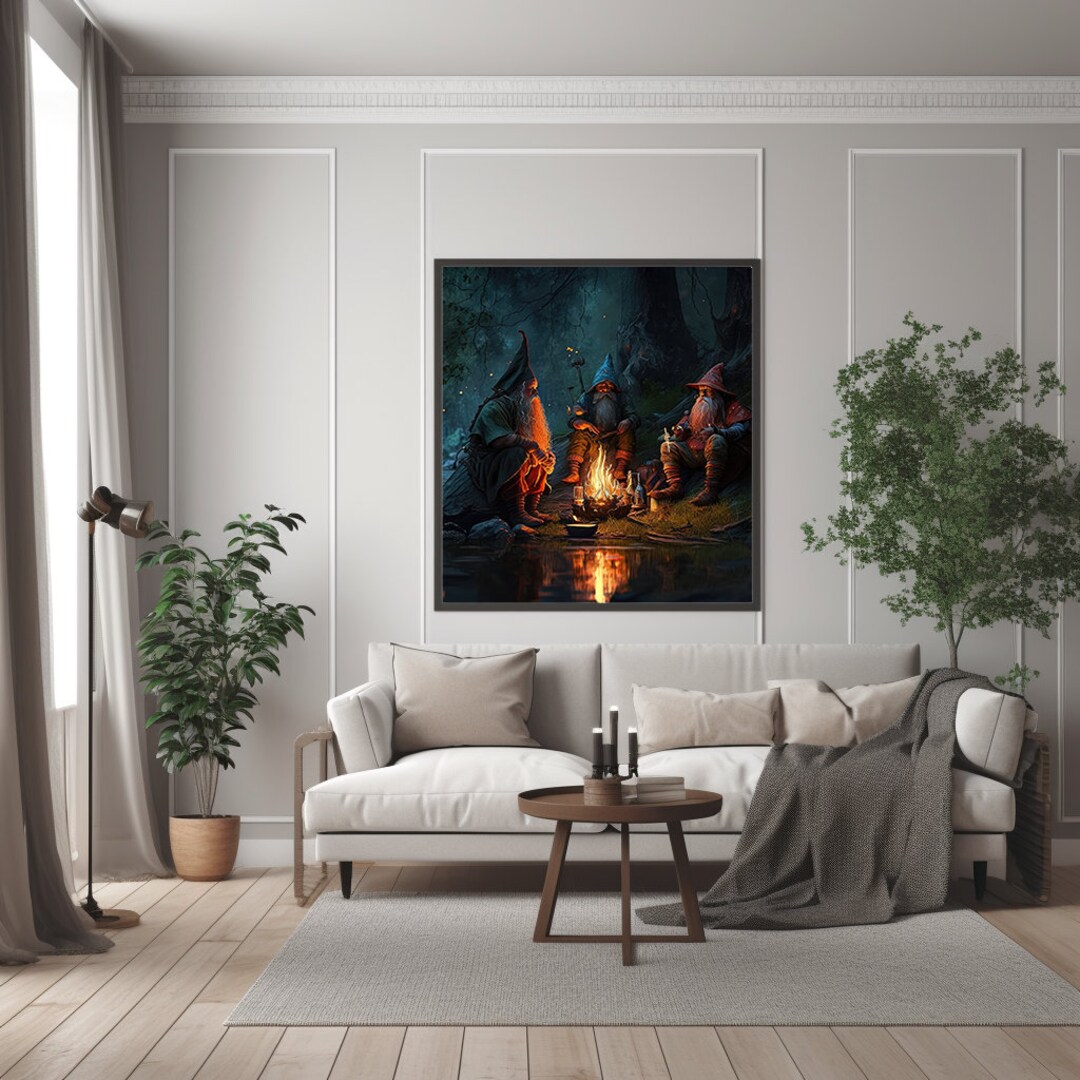 The Enchanted Gathering an AI Art of Three Dwarfs in a Forest - Etsy