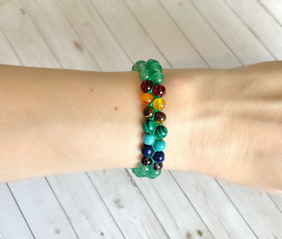 Chakra, Healing Bracelet, Tree of Life Double Layer, Crystal Agate ...