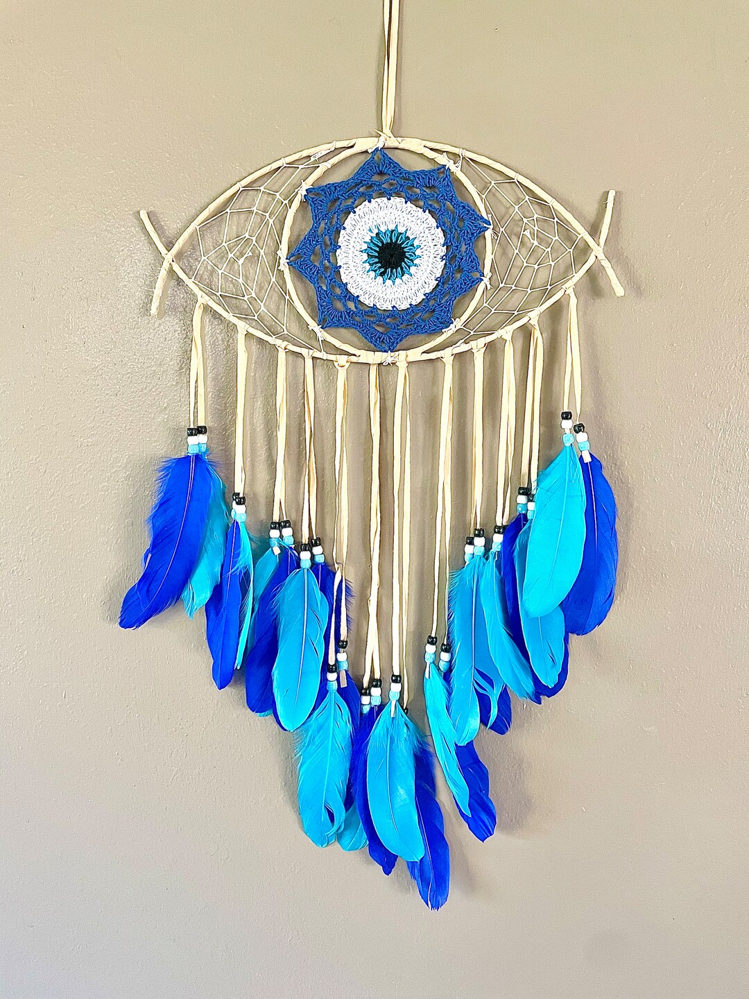 Dreamcatcher Evil Eye Boho Style Wall Hanging Feather Dream - Etsy