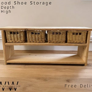 Stunning Redwood Shoe Rack, Shoe Storage 50cm High, 30cm Depth With or ...