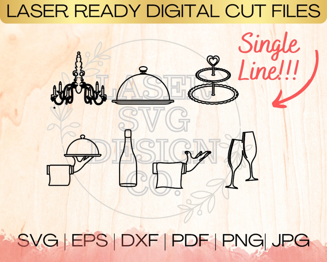 SVG Fancy Food Bundle Single Line Download File in EPS, Dxf, Pdf, SVG ...