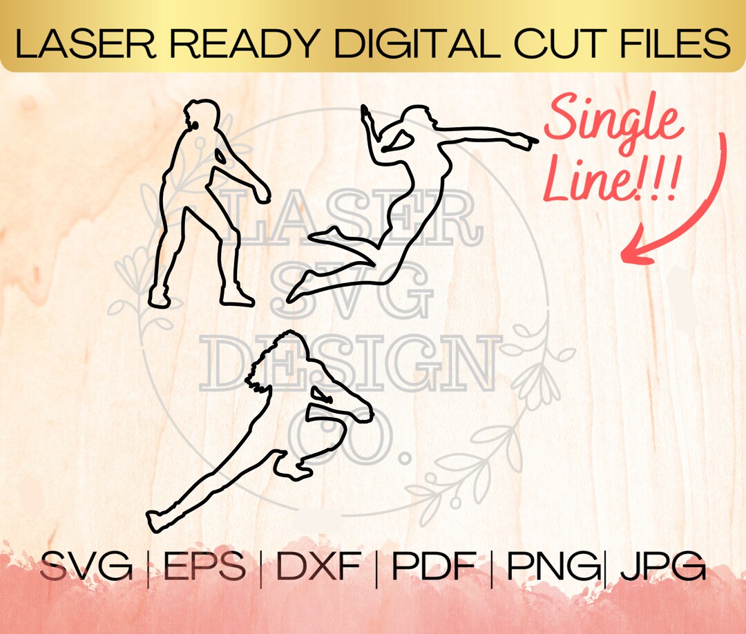 SVG Volleyball Bundle Single Line Sports Download File in EPS, Dxf, Pdf ...