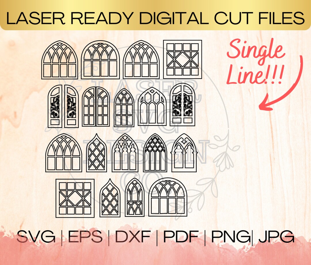 SVG Window Frame Bundle Single Line Download File in EPS, Dxf, Pdf, SVG ...