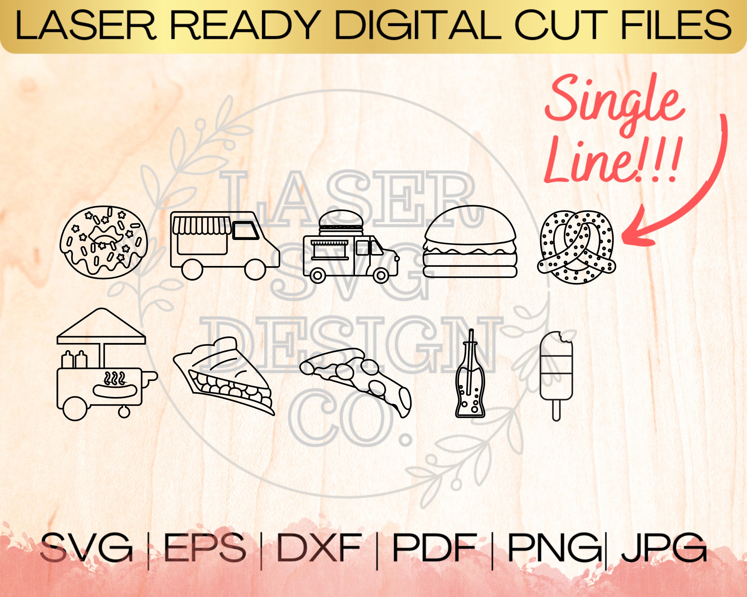 SVG Junk Food Bundle Single Line Download File in EPS, Dxf, Pdf, SVG ...