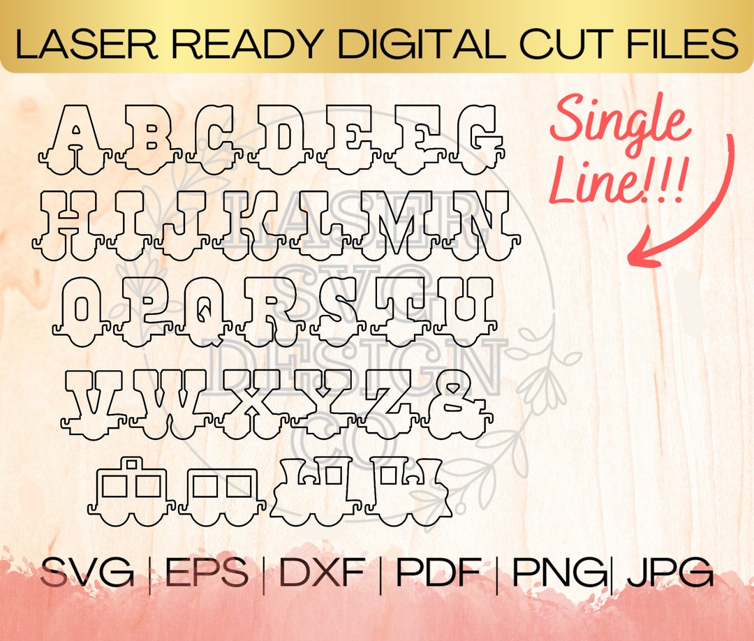 SVG Train Letter Bundle Single Line Alphabet Shape Download File in EPS ...