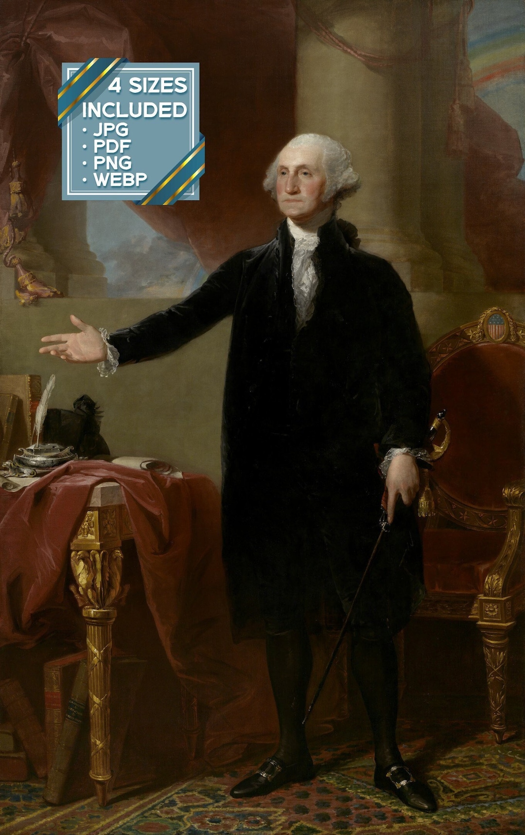 Gilbert Stuart - President George Washington (1796) Lansdowne Portrait ...