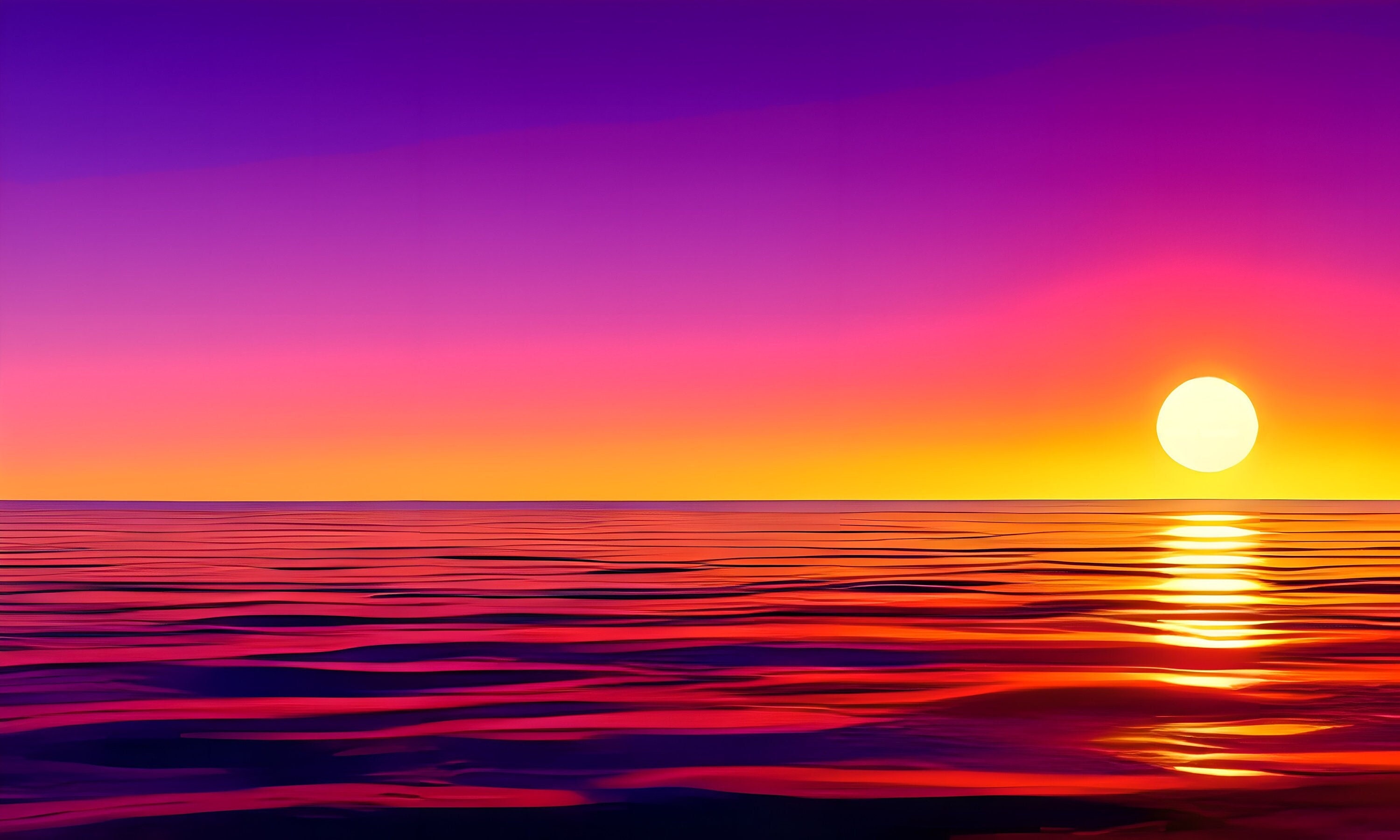 Synthwave Sunset Over Open Water Landscape - Etsy