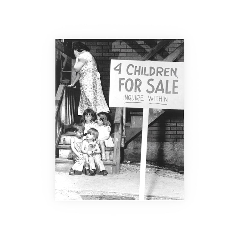 Bettmann - 4 Children for Sale (1948) B&W Photograph | Depression Era ...