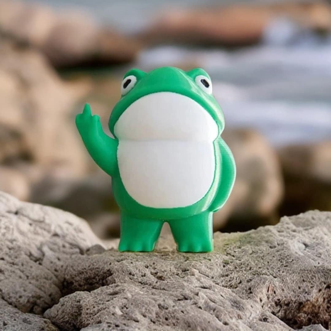 Rebellious Frog Figurine 3D Printed Cheeky Frog With Middle - Etsy