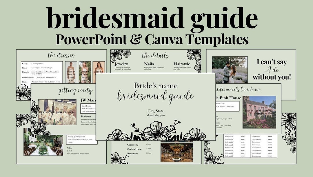 Bridesmaid Presentation, Canva Template, Instant Digital Download, Powerpoint Slides, Wedding ...