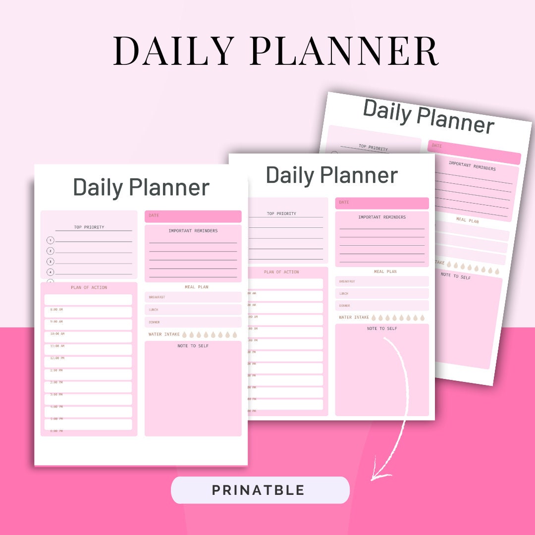 Daily Planner, Digital Planner, Printable Planner, Daily Planner, Daily ...