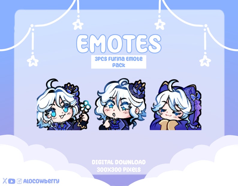 Chibi Furina Emotes | Genshin Impact Stream Stickers (digital Download ...