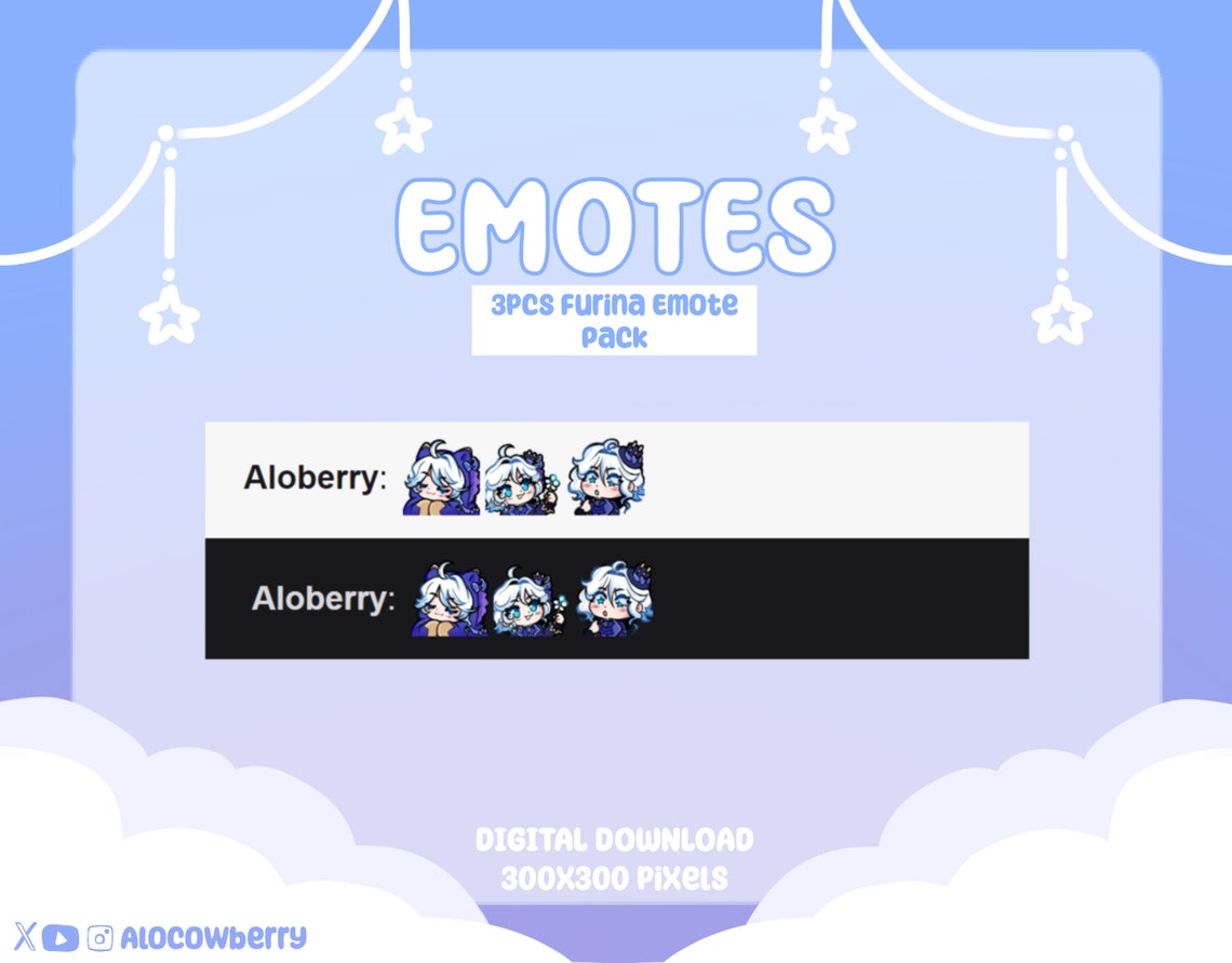 Chibi Furina Emotes | Genshin Impact Stream Stickers (digital Download ...