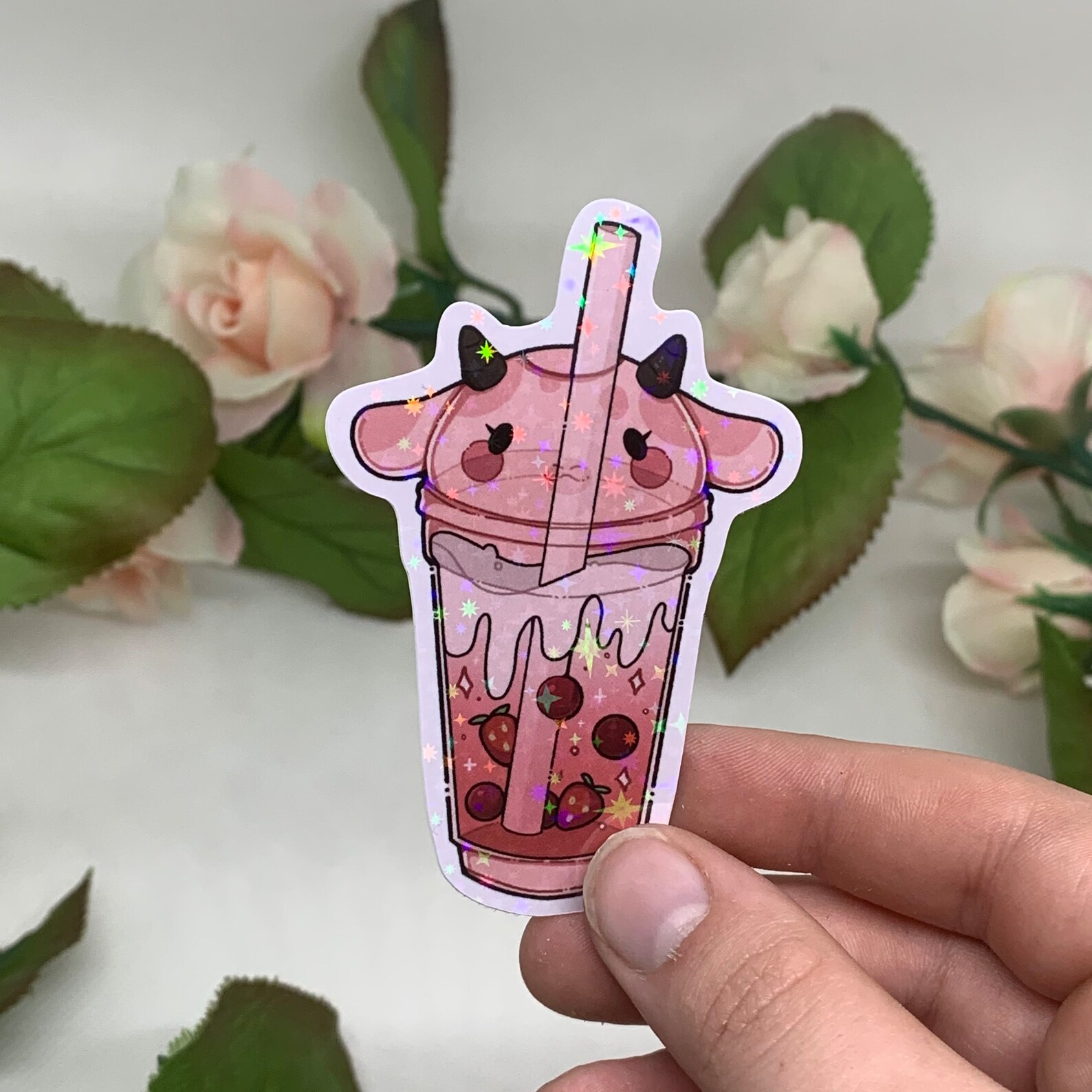 Boba Holographic Stickers | 3in Cute Vinyl Sparkle Stickers | Garfield ...