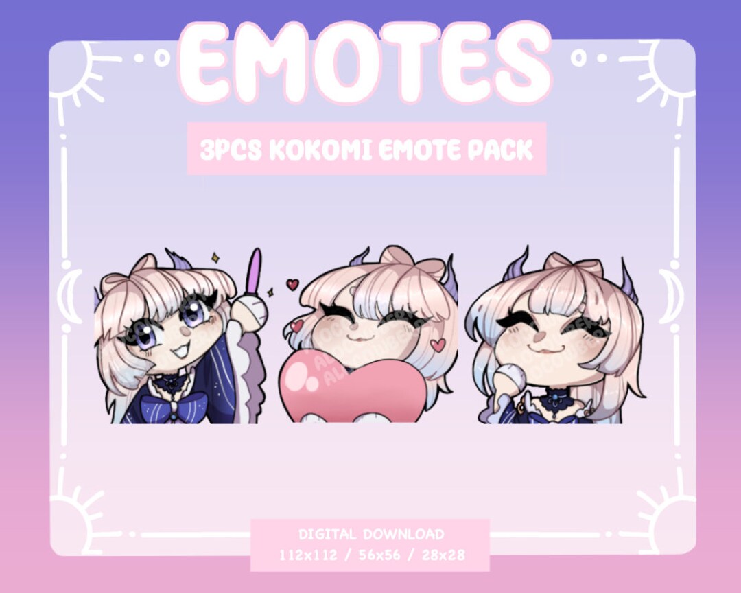 3PCS Chibi Kokomi Emote Set for Twitch/discord/youtube Genshin Impact ...