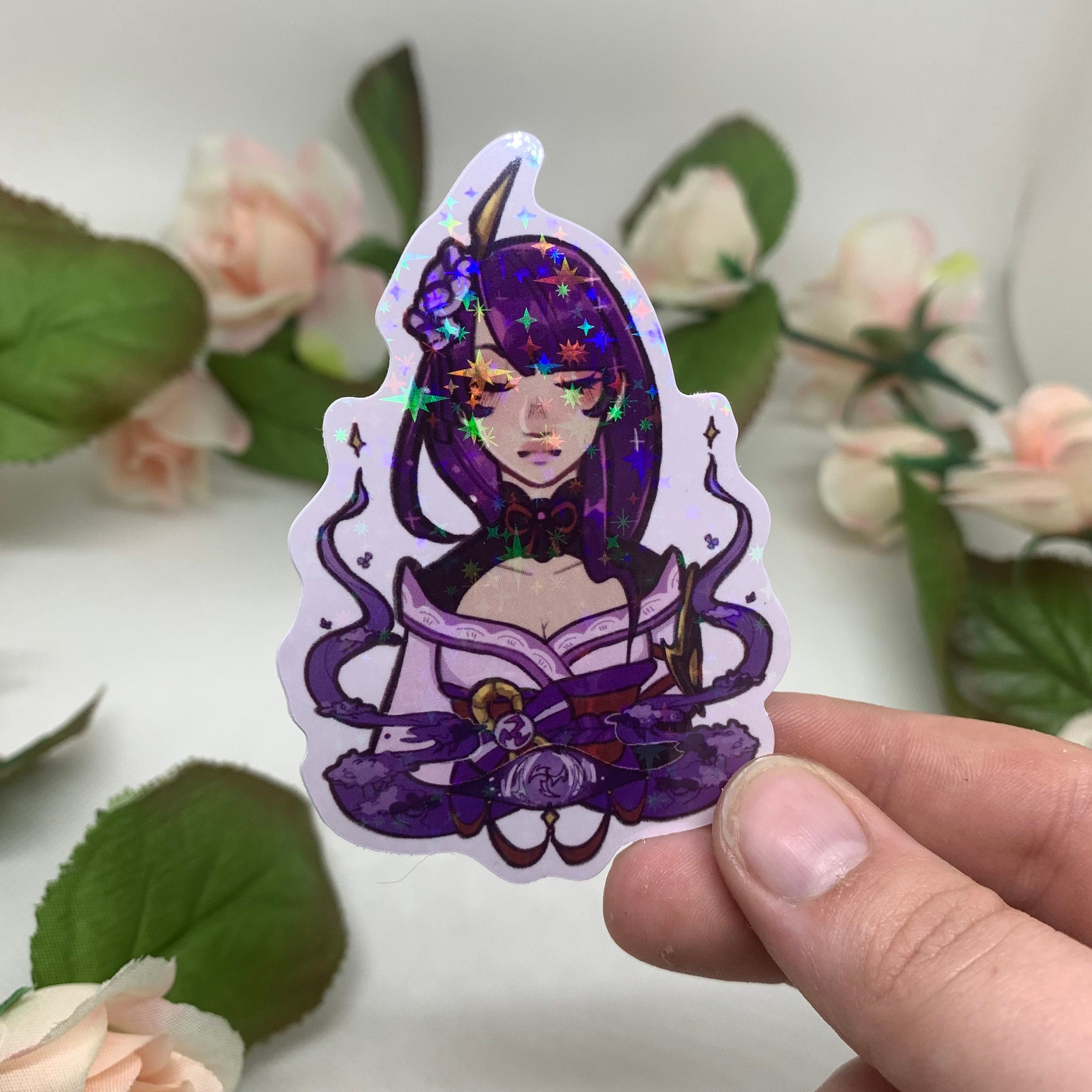 Genshin Impact Vinyl Holographic Stickers 3inch Raiden Shogun & Yae ...