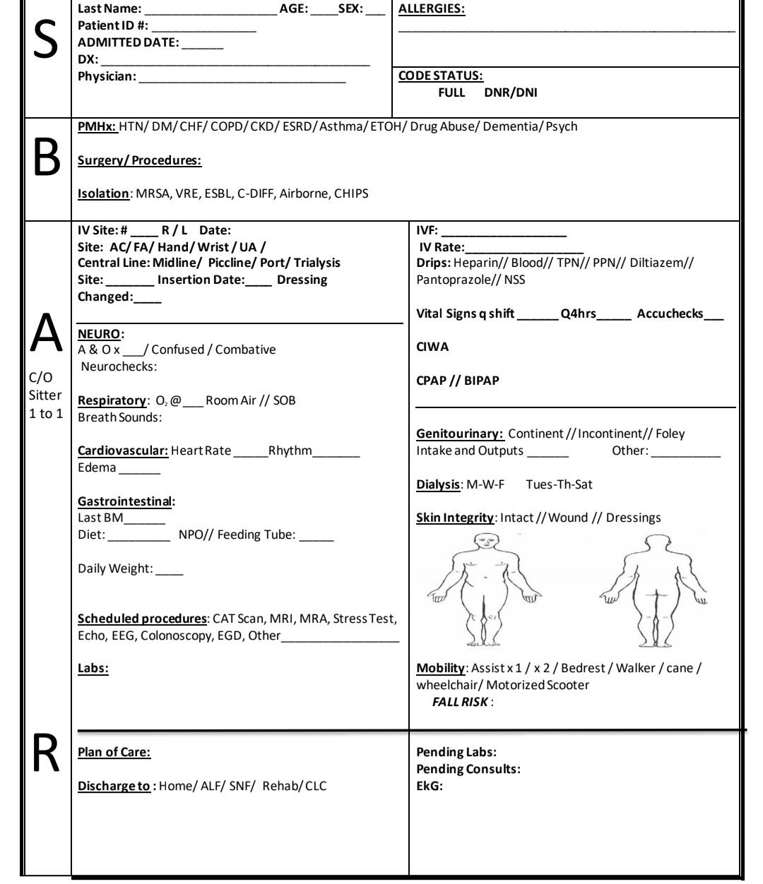 SBAR Nurse Bedside Shift Report - Etsy