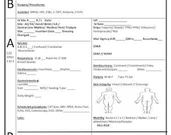 Nursing SBAR Bedside Report Sheet - Etsy