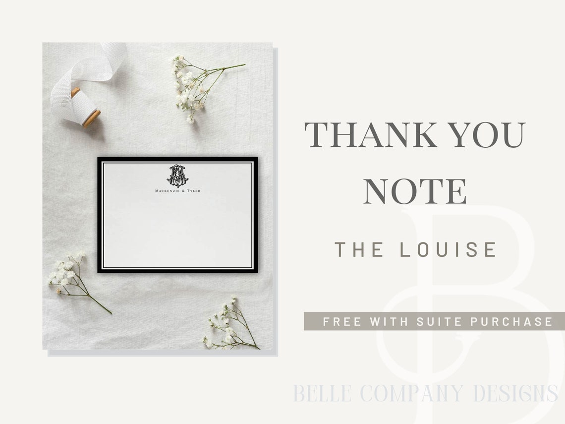THE LOUISE Wedding Thank You Notes, Custom Invitation Suite, Wedding ...