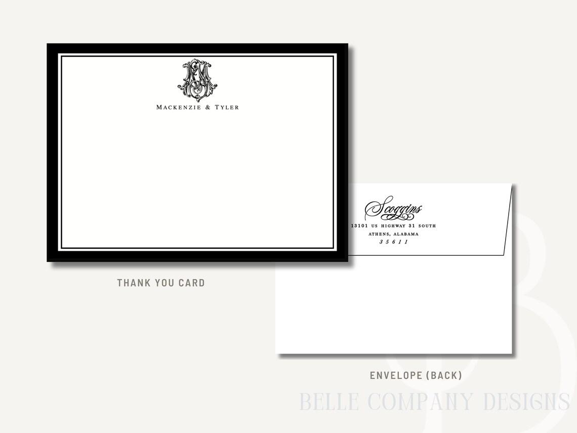THE LOUISE Wedding Thank You Notes, Custom Invitation Suite, Wedding ...