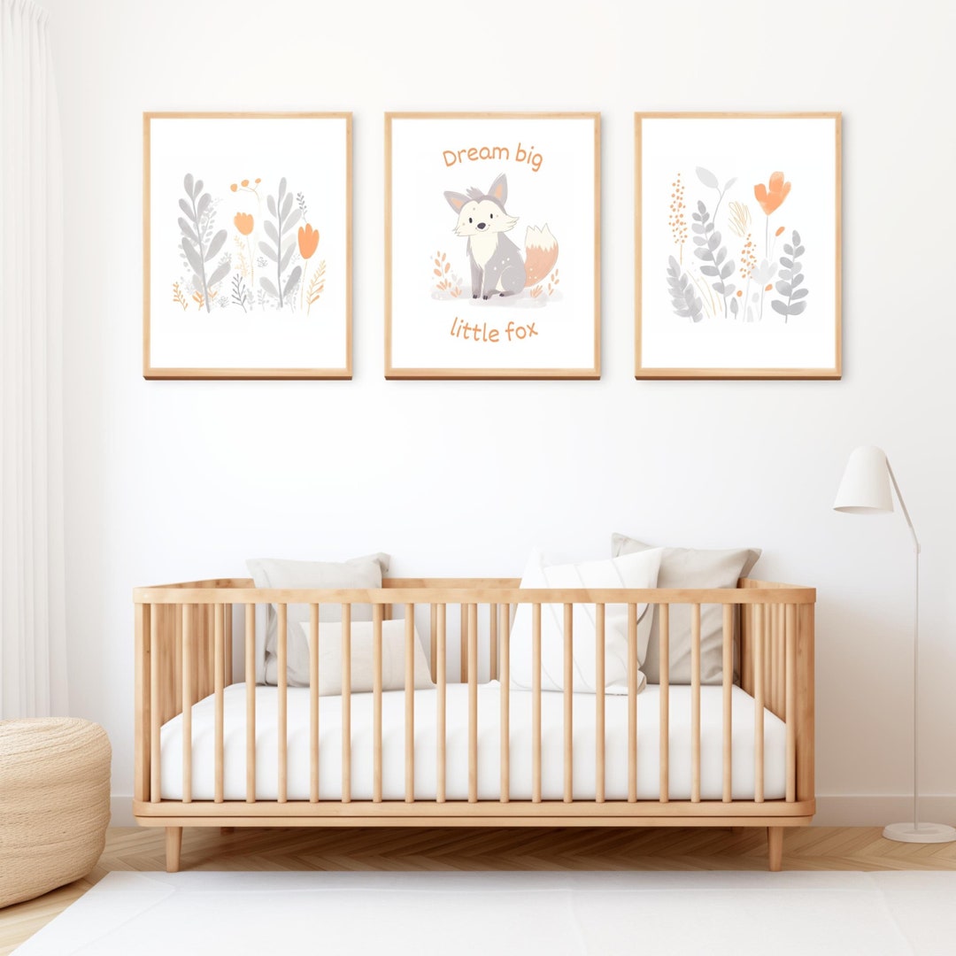 Woodland Prints Set of 3, Animal Fox Baby Room, Printable Wall Art ...