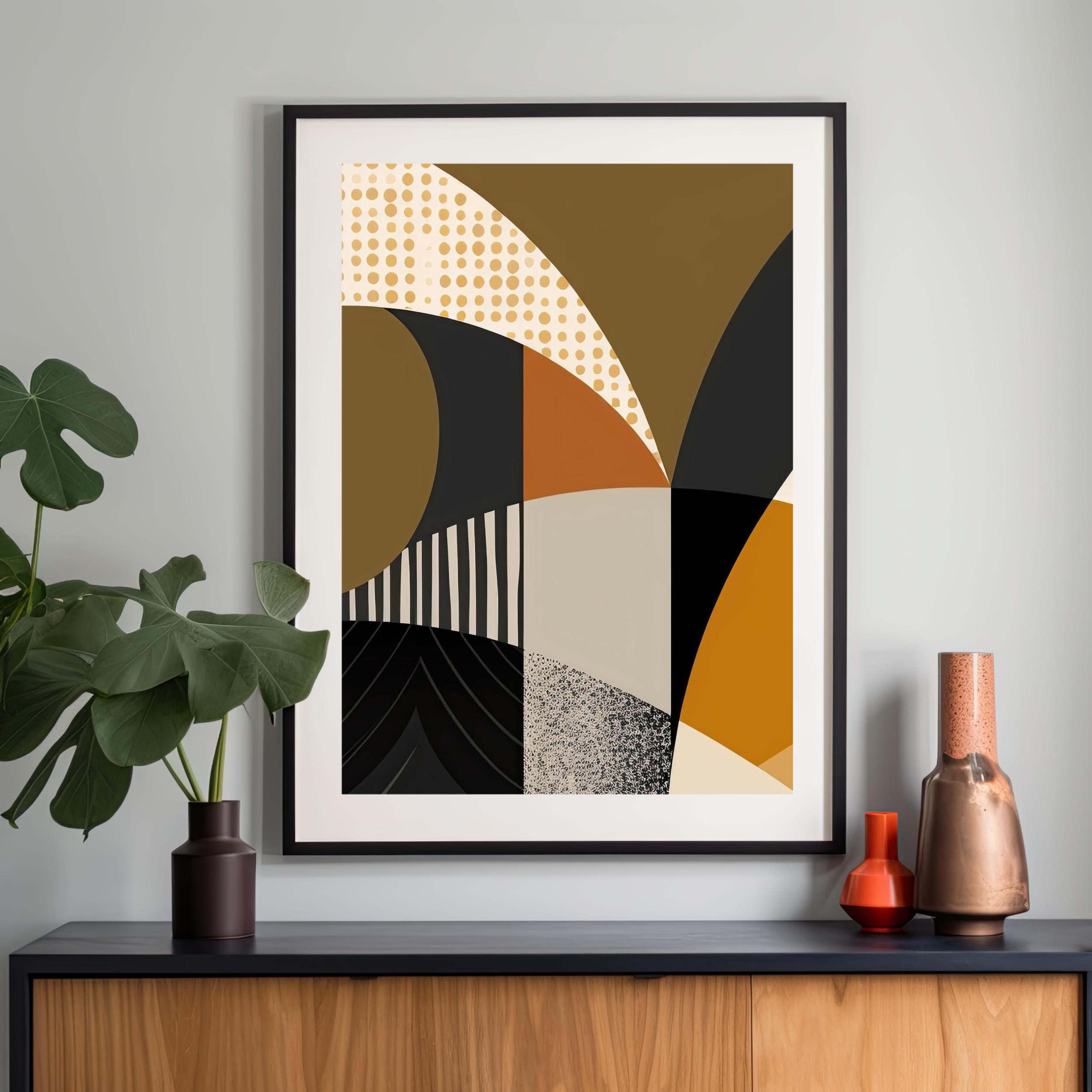 Orange Midcentury Modern Art Prints Set of 3, Abstract Wall Art Decor ...