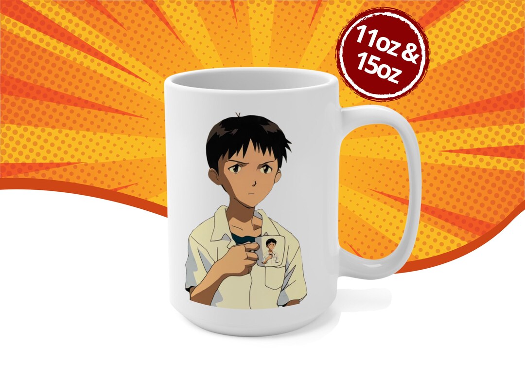 Shinji Holding Mug Shinji Ikari Large Mug Rei Ayanami Mug Neon Genesis ...