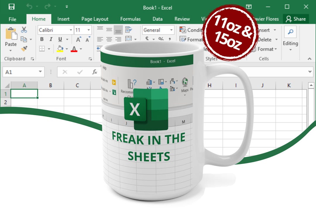 Excel Spreadsheet Mug Freak in the Sheets Mug Large Excel Mug Funny Mug ...