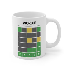 Customizable Wordle Grid Mug With Name - Funny Wordle Mug, Personalized ...