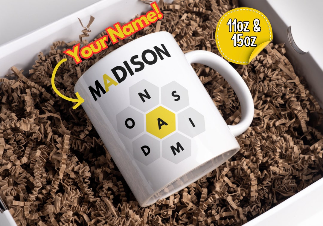 Nyt Spelling Bee Mug Personalized Name Wordle Mug Custom 2 Sided Large ...