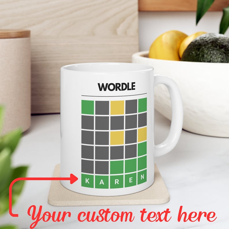 Customizable Wordle Grid Mug With Name - Funny Wordle Mug, Personalized ...