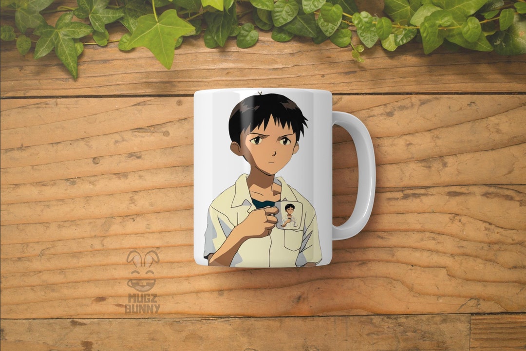 Shinji Holding Mug | Shinji Ikari Large Mug| Rei Ayanami Mug | Neon ...