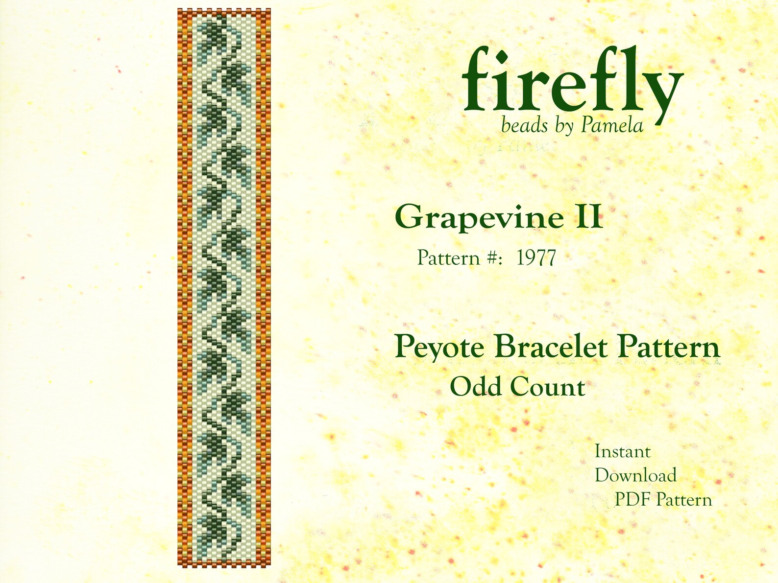 Grapevine II – Peyote Bracelet Pattern Peyote Odd Count Miyuki Delica 11 Instant Download PDF ...