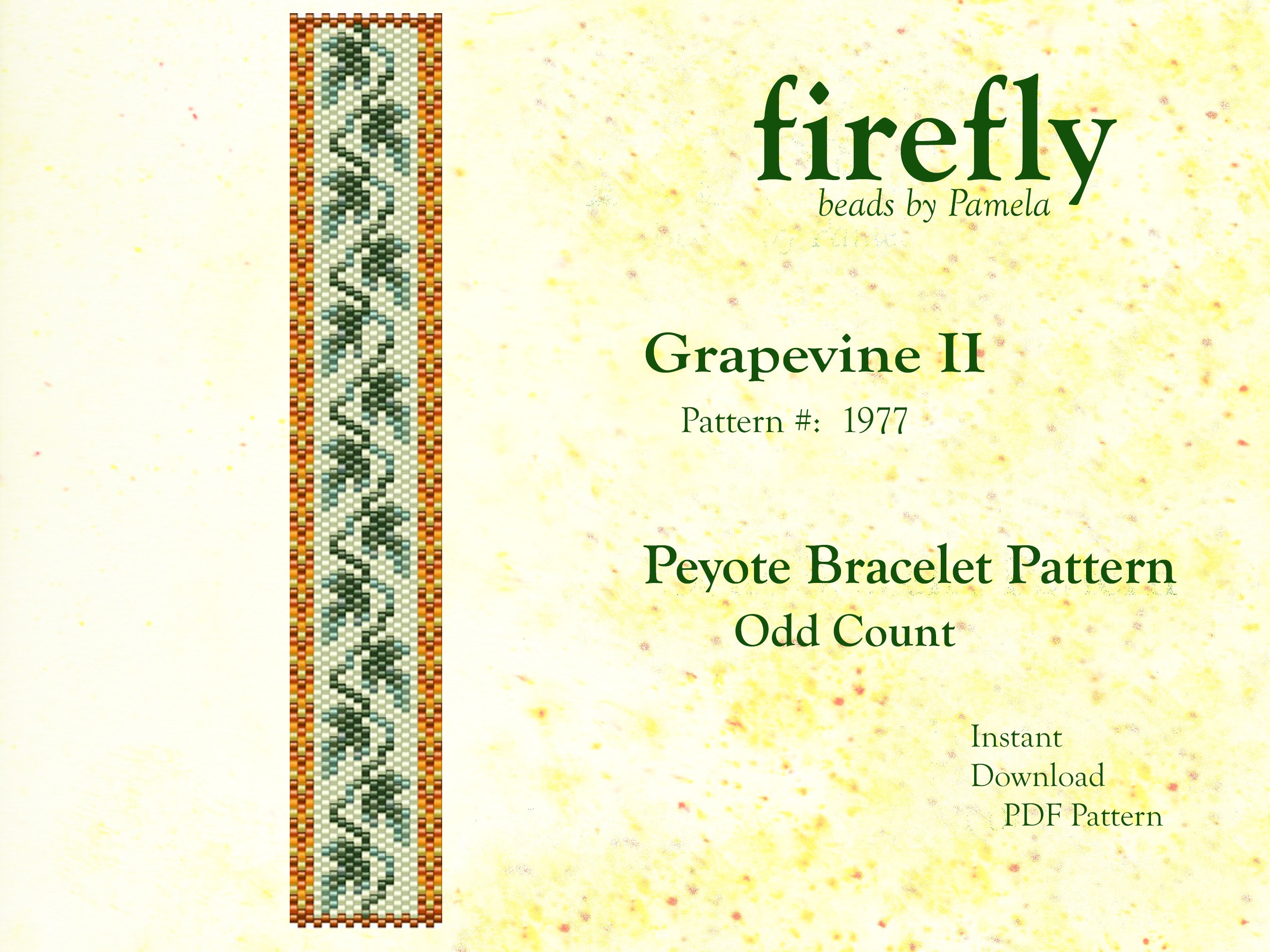Grapevine Peyote Bracelet Pattern – Miyuki Delica Seed Beads (PDF ...
