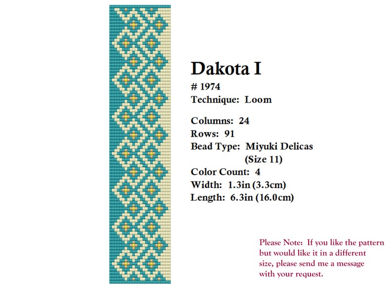 Dakota I and II Loom Bracelet Pattern Loom Bead Stitch Miyuki Delica 11 ...
