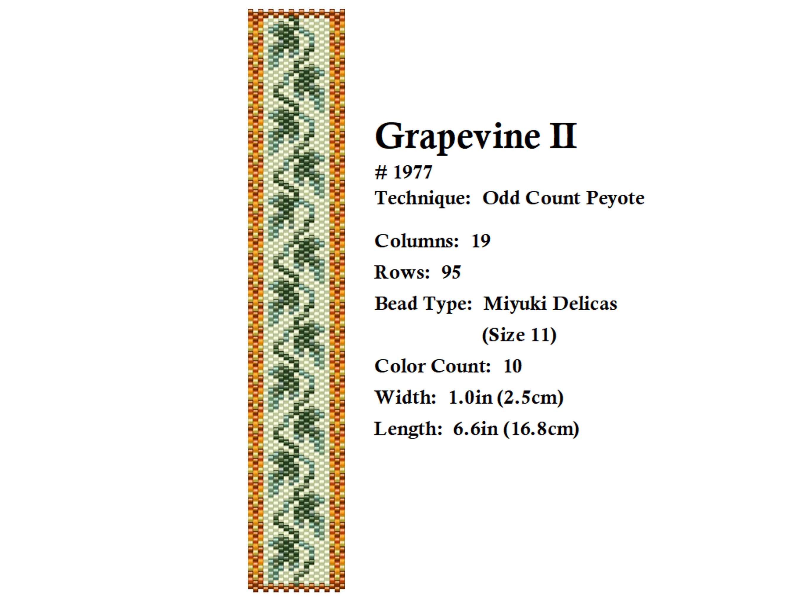 Grapevine Peyote Bracelet Pattern – Miyuki Delica Seed Beads (PDF ...