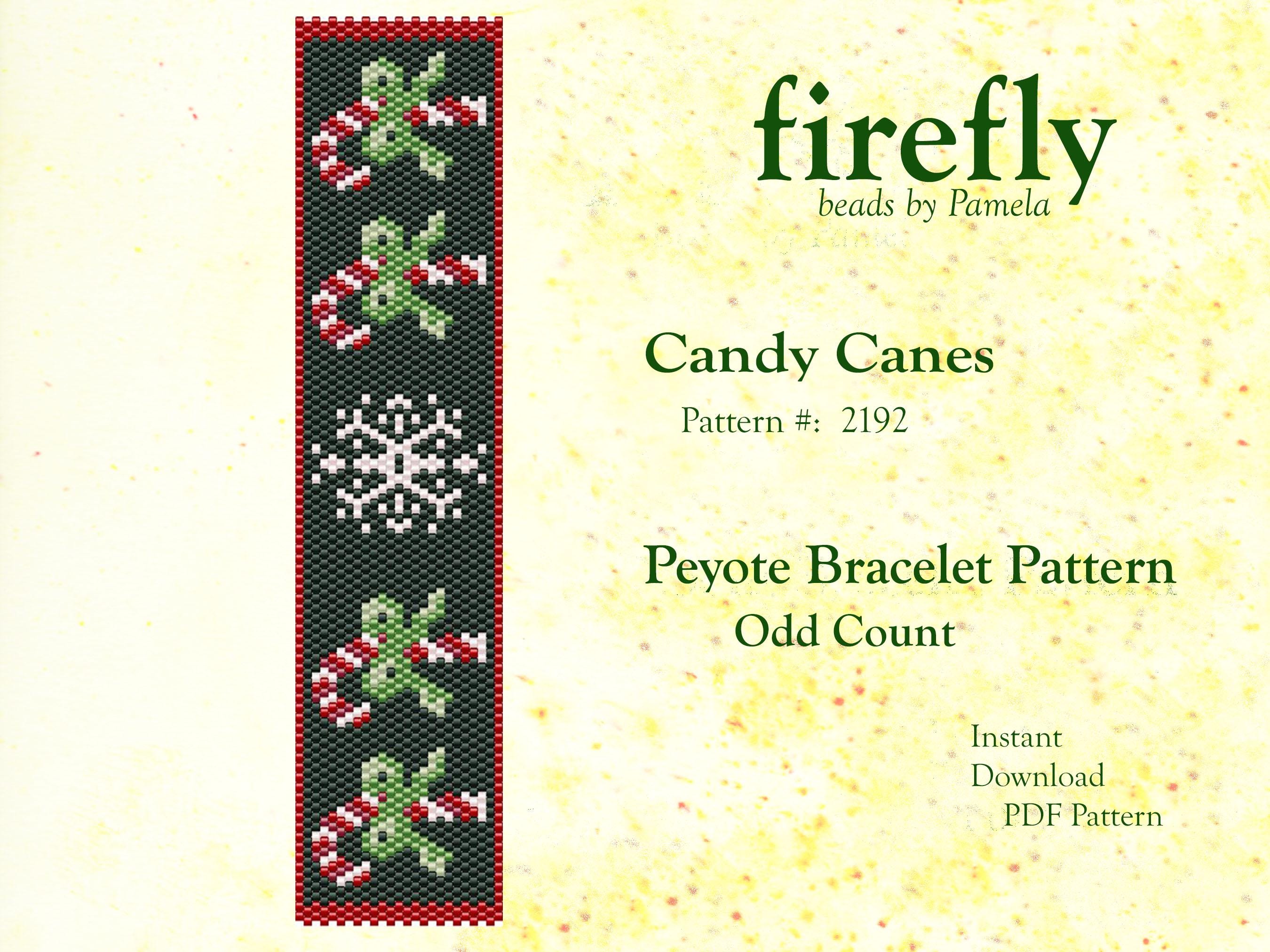 Candy Canes – Peyote Bracelet Pattern Seed Bead Bracelet Pattern Winter ...