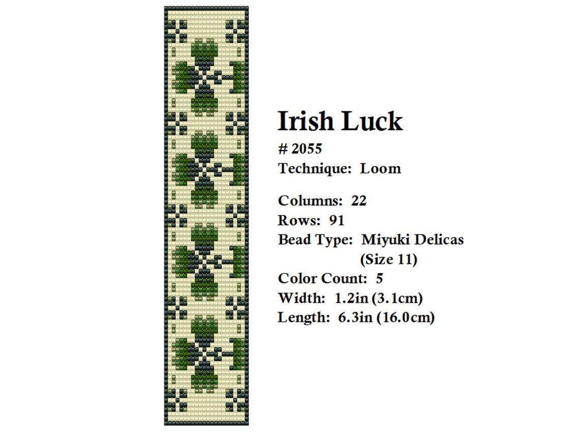 Irish Luck – Loom Bracelet Pattern Loom Bead Stitch Miyuki Delica 11 Instant Download Loom ...